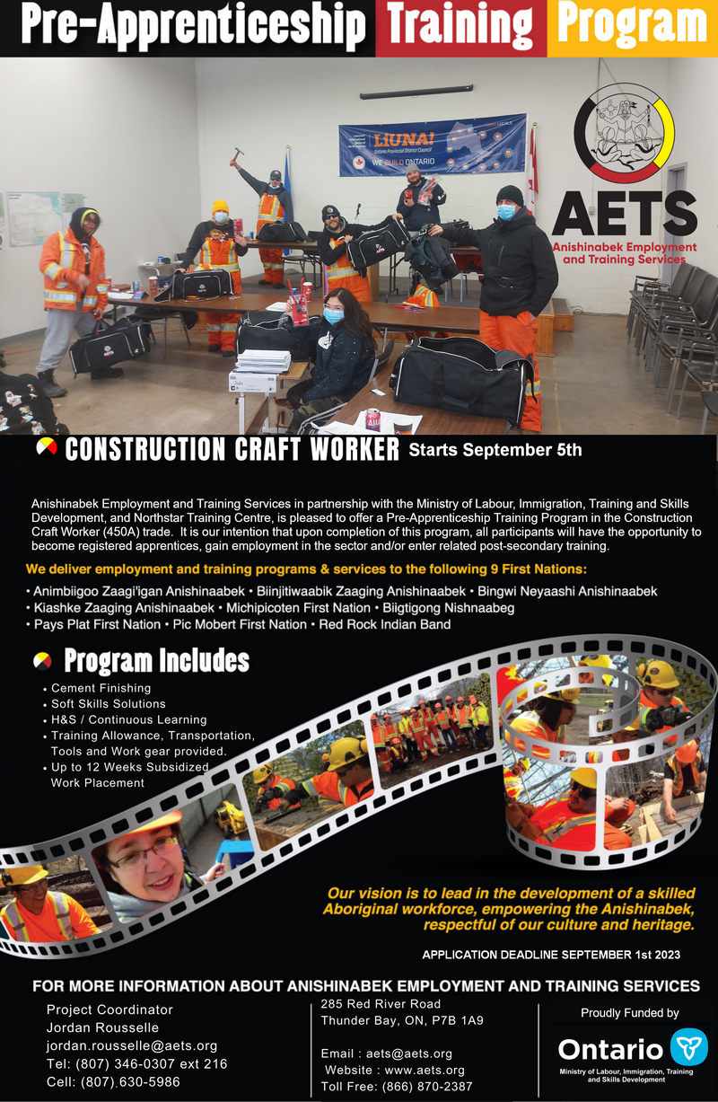Anishinabek Employment Training Services Construction Craft Worker Anishinabek Employment Training Services Construction Craft Worker